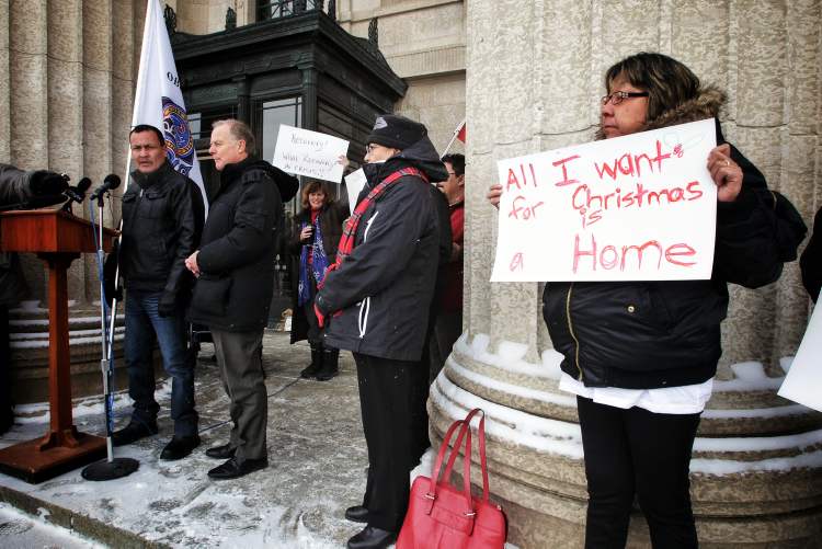 First Nations flood evacuees hold protest outside Legislative Building ...