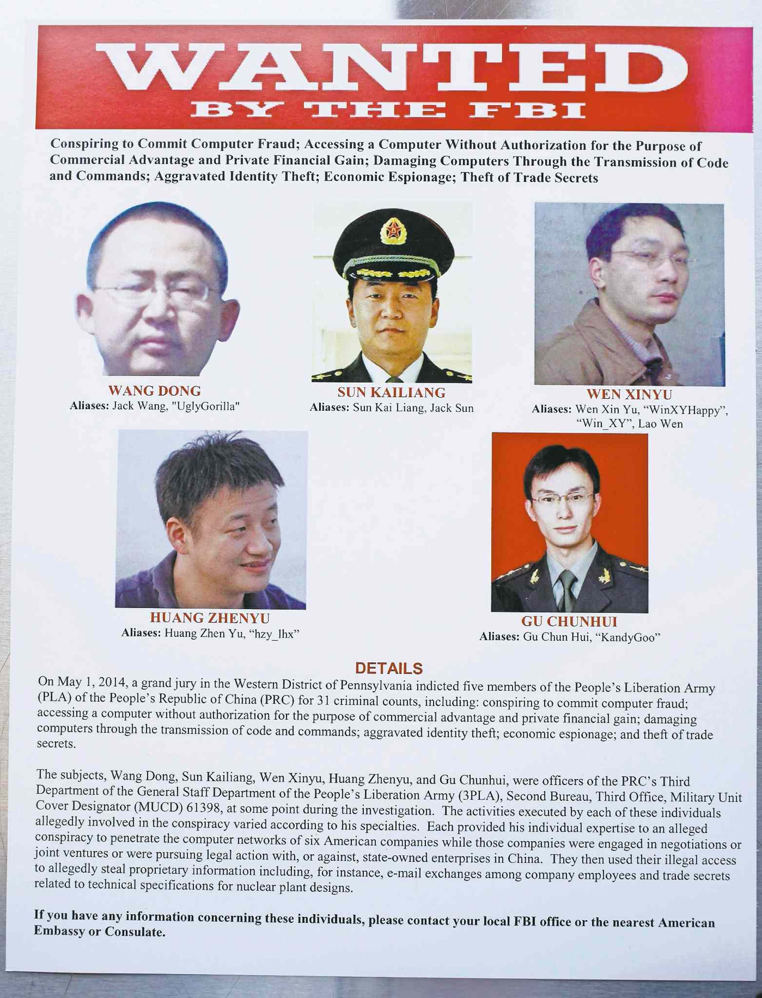 U.S. files charges against Chinese military hackers – Winnipeg Free Press