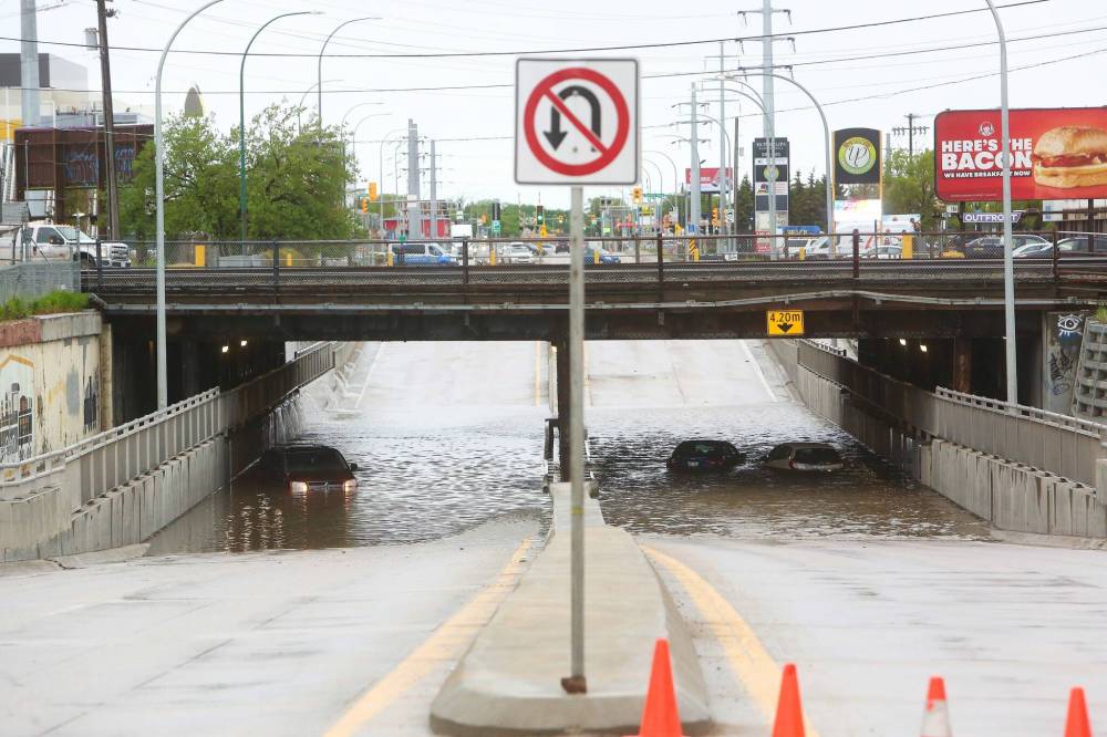 Heavy rains lead to flooded underpass, park closures – Winnipeg Free Press