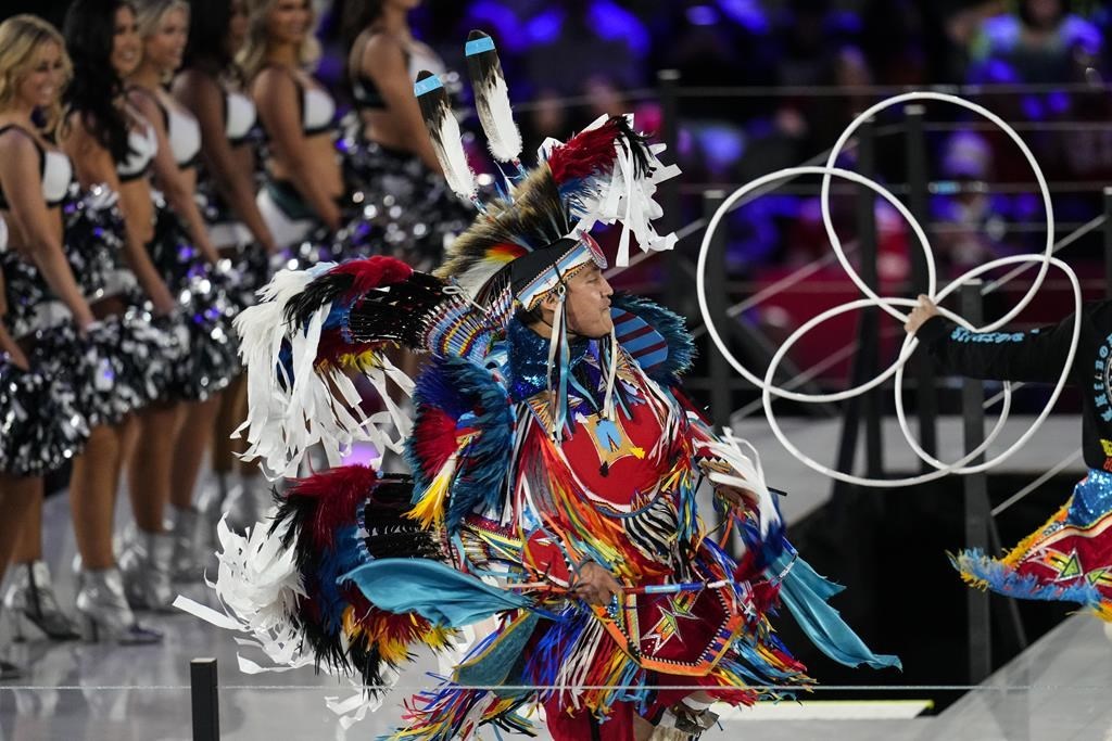Cree dancer from Canada part of group of Indigenous dancers performing ...