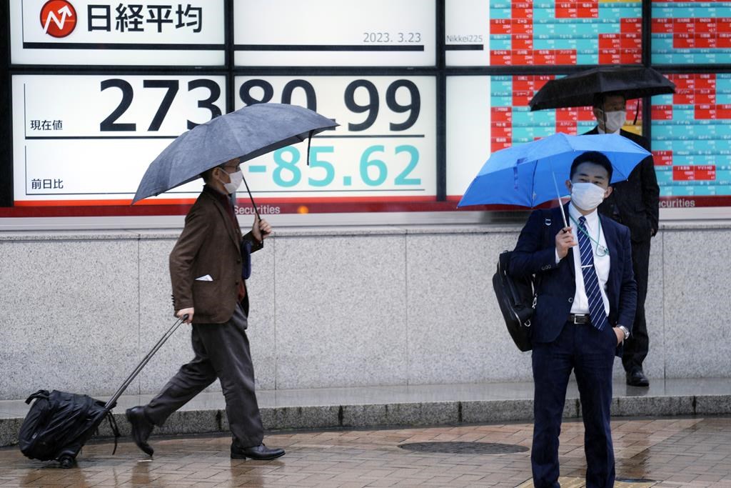 Asian shares fall on banking turmoil, recession worries – Winnipeg Free ...