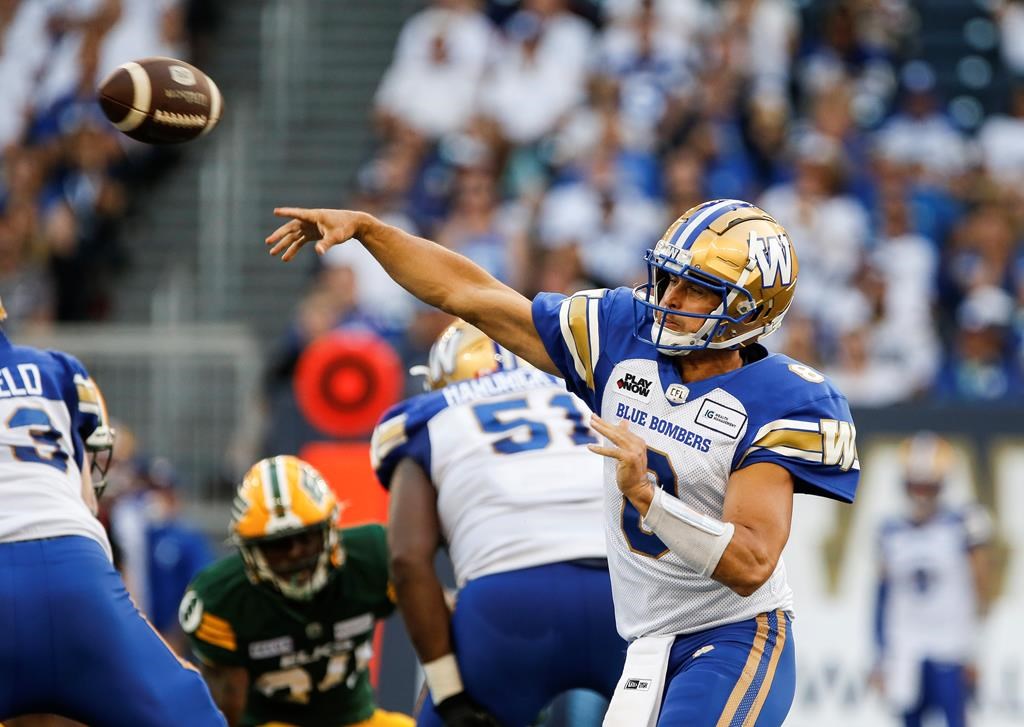 Collaros listed as third-string QB, Brown to start for Bombers against ...