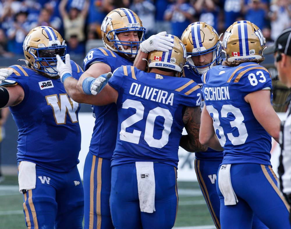 Oliveira setting (blue and) gold standard in CFL – Winnipeg Free Press