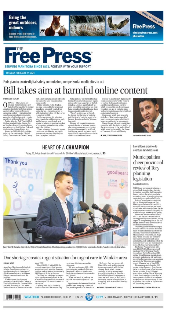 Free Press Head Start for Feb. 27 – Winnipeg Free Press