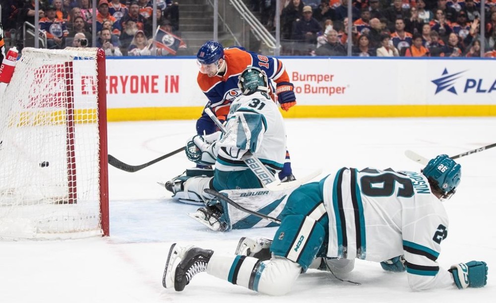Oilers bite Sharks 9-2, McDavid earns 100th assist – Winnipeg Free Press