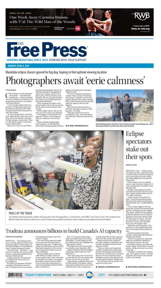 Free Press Head Start for April 8 – Winnipeg Free Press