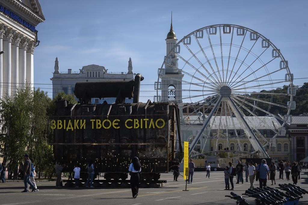 A charred transformer on a Kyiv square makes for an unusual Ukraine war ...