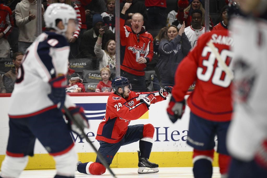 McMichael, Ovechkin power surging Capitals past Blue Jackets 7-2 ...