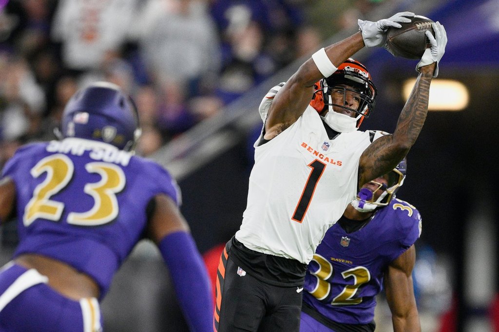Ja’Marr Chase and Justin Jefferson tie for the top wide receiver in a ...