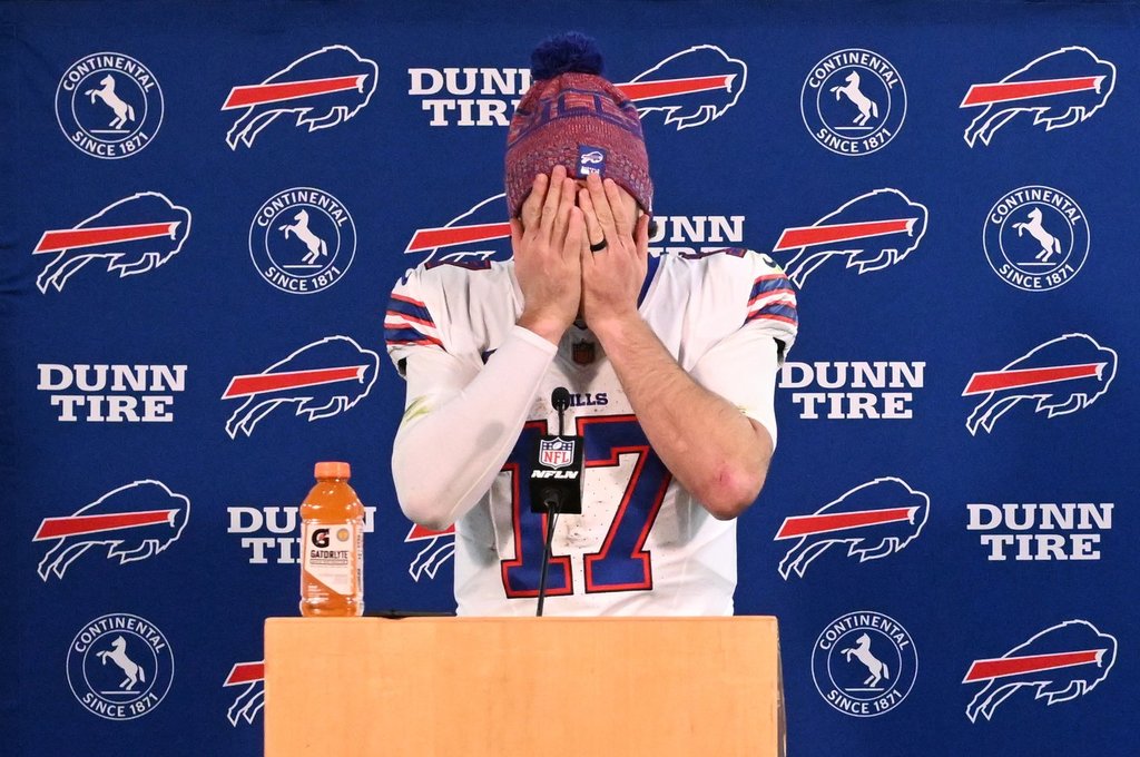 Josh Allen wipes away tears and takes the blame after his 4 turnovers ...
