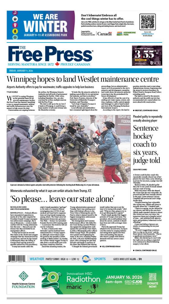 Free Press Head Start for Jan. 9, 2026 – Winnipeg Free Press