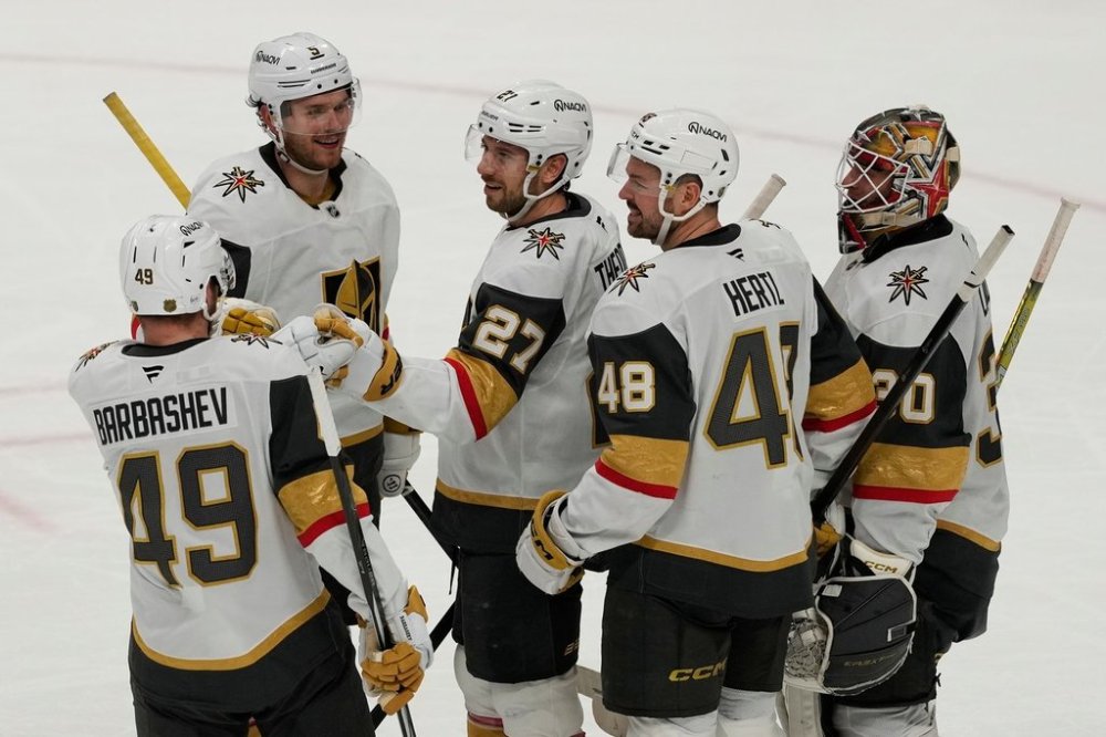Hertl scores twice in 5-point game, Golden Knights beat Sharks 7-2 for ...