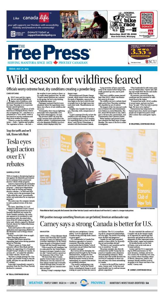 Free Press Head Start for May 29, 2026 – Winnipeg Free Press