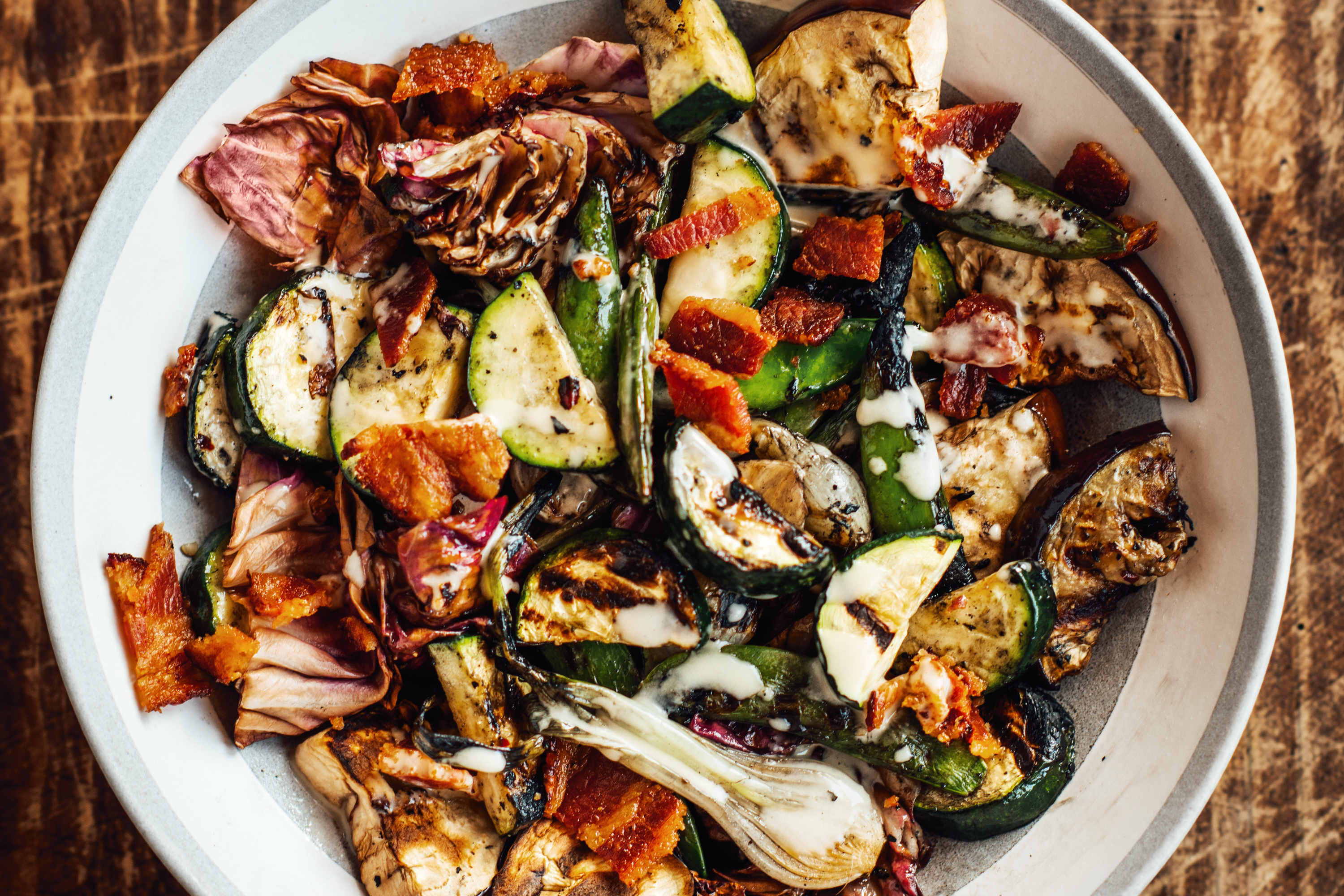 How to grill vegetables and toss them in Isaac Toups’ bacon vinaigrette ...