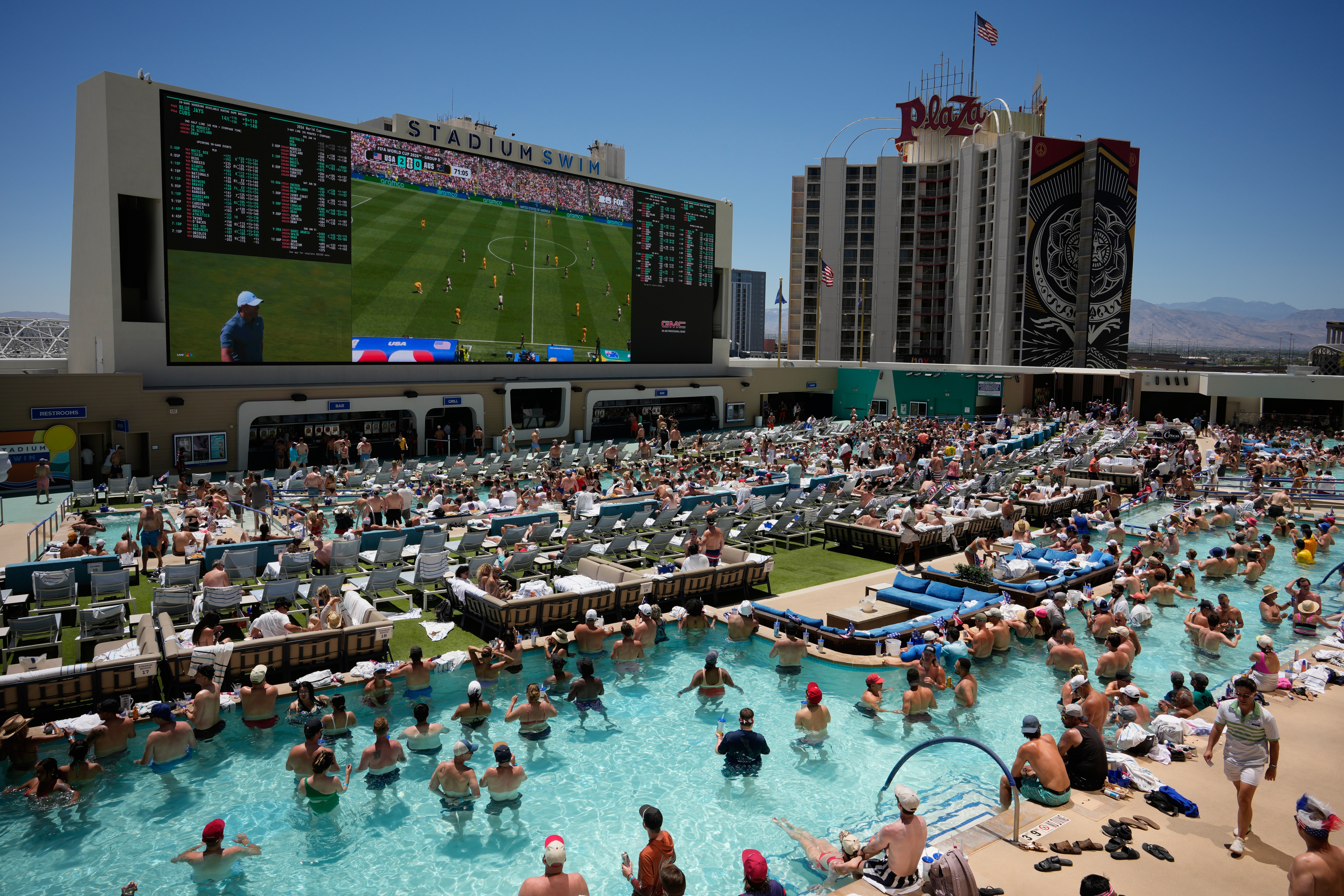 One Extraordinary Photo: Las Vegas pool watch party of the Australia-US ...